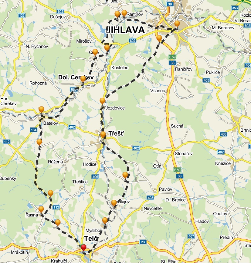 Trasa cyklojízdy :: Na kole dětem Vysočinou